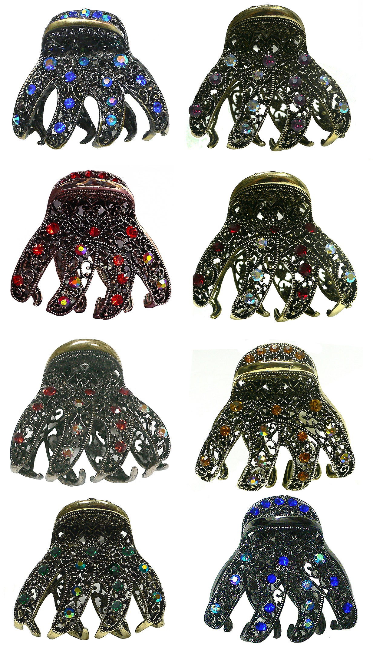 Bella Crystal Metal Jaw Claws Hair Claws in Set of 5, 6, 7, 8 GL56-Set